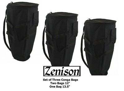 Set of 3 Conga Bags 12'' & 13.5" Deluxe Padded Conga Drum Travel Bags ...