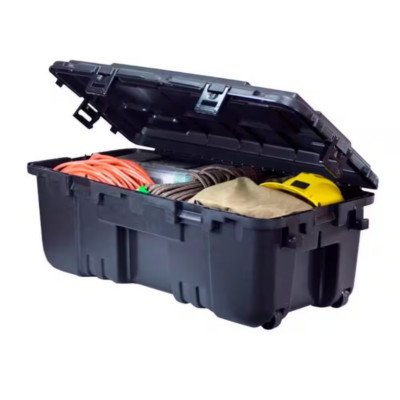 Plano Storage Tote Bin 27 Gal Plastic Box with Hinged Lid Wheels ...