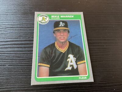 Mike Warren autographed baseball card (Oakland Athletics) 1985 Fleer ...