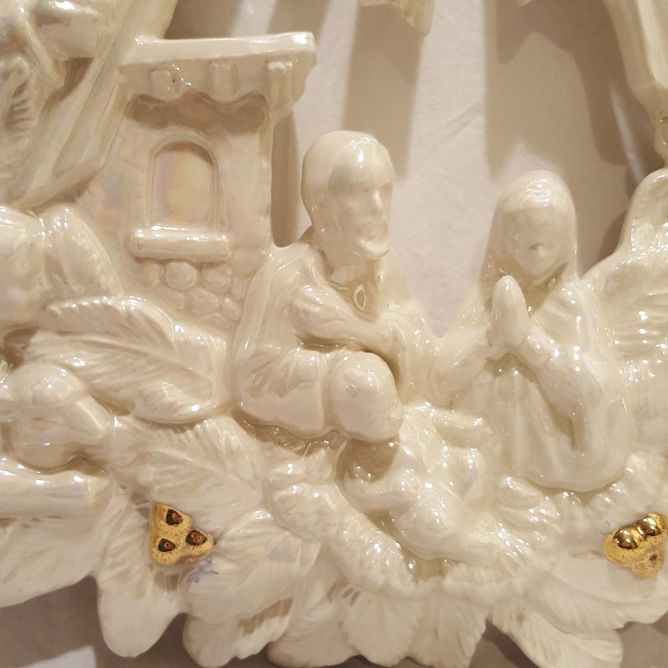 Nativity Christmas Wreath Hand Painted Baby Jesus Angels Wisemen Mary ...