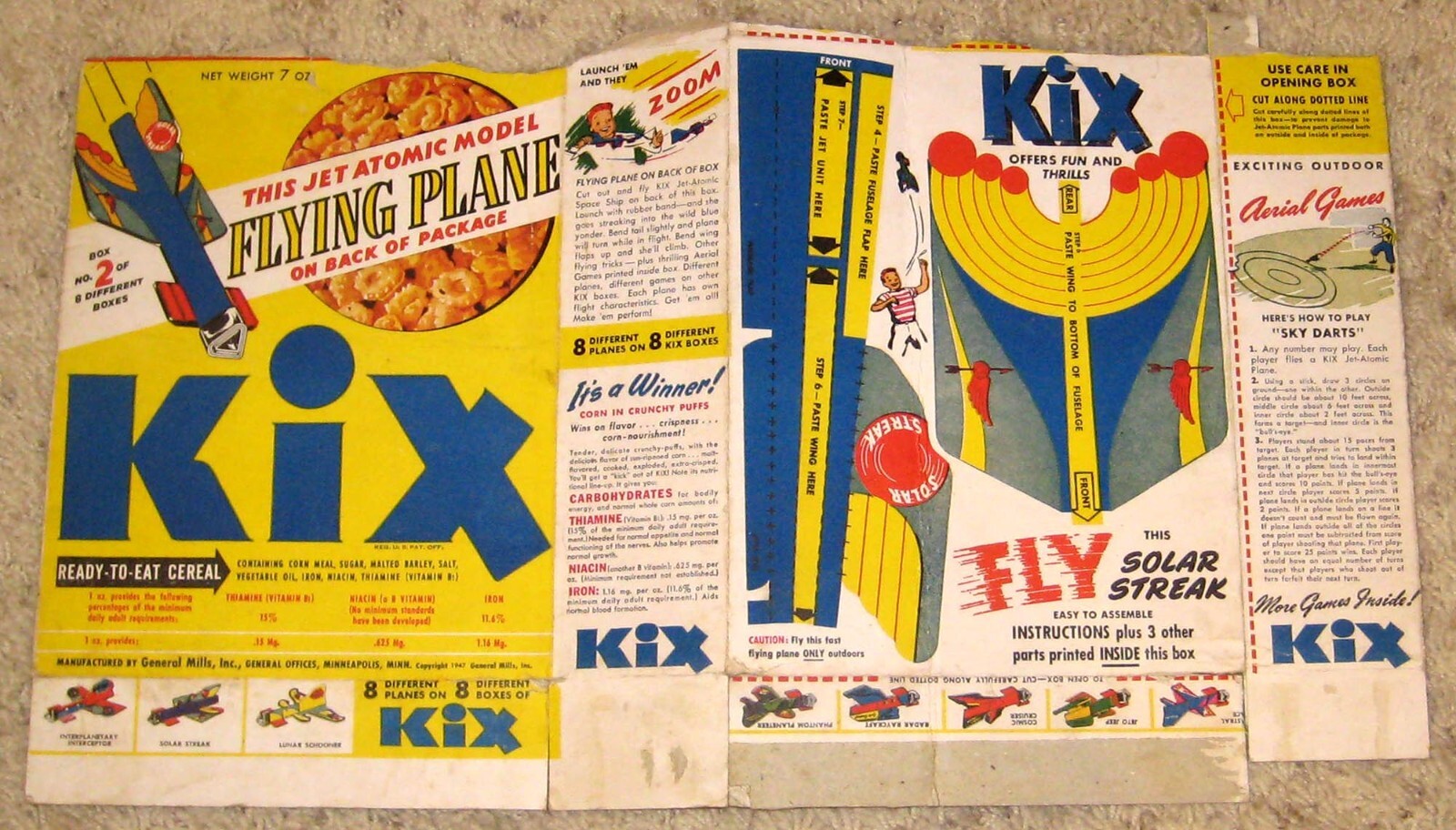 General Mills Kix Cereal Box Jet Atomic Model Flying Planes #2 1947 Rocket | eBay