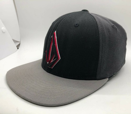 Volcom Genuine Cap Hat Men Fitted S-M Gray Black Acrylic Wool Spandex ...