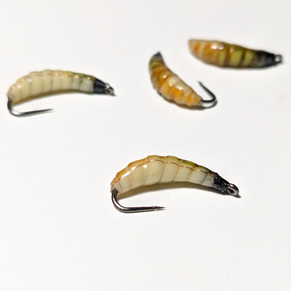 5 pcs Maggot Fly Fishing Lure, hook #14 - Realistic Imitation Trout and ...