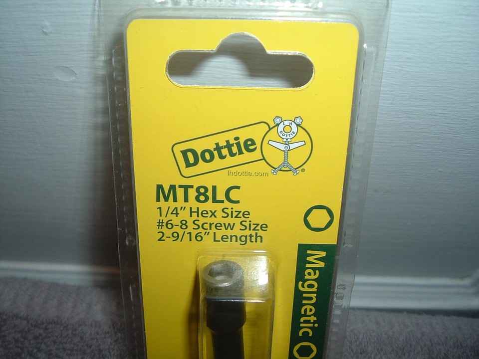 NEW Dottie Magnetic Hex Tool Holder MT8LC HEX 1/4'' #6-8 SCREW 2-9/16 ...