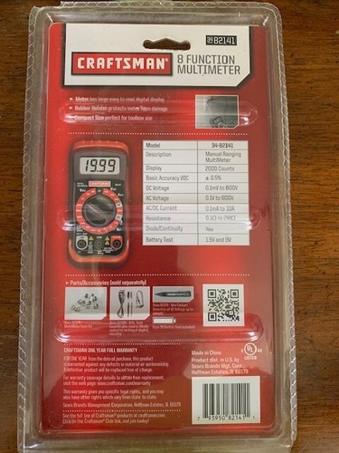 Craftsman 34-82141 8 Function Digital Multimeter for sale online | eBay