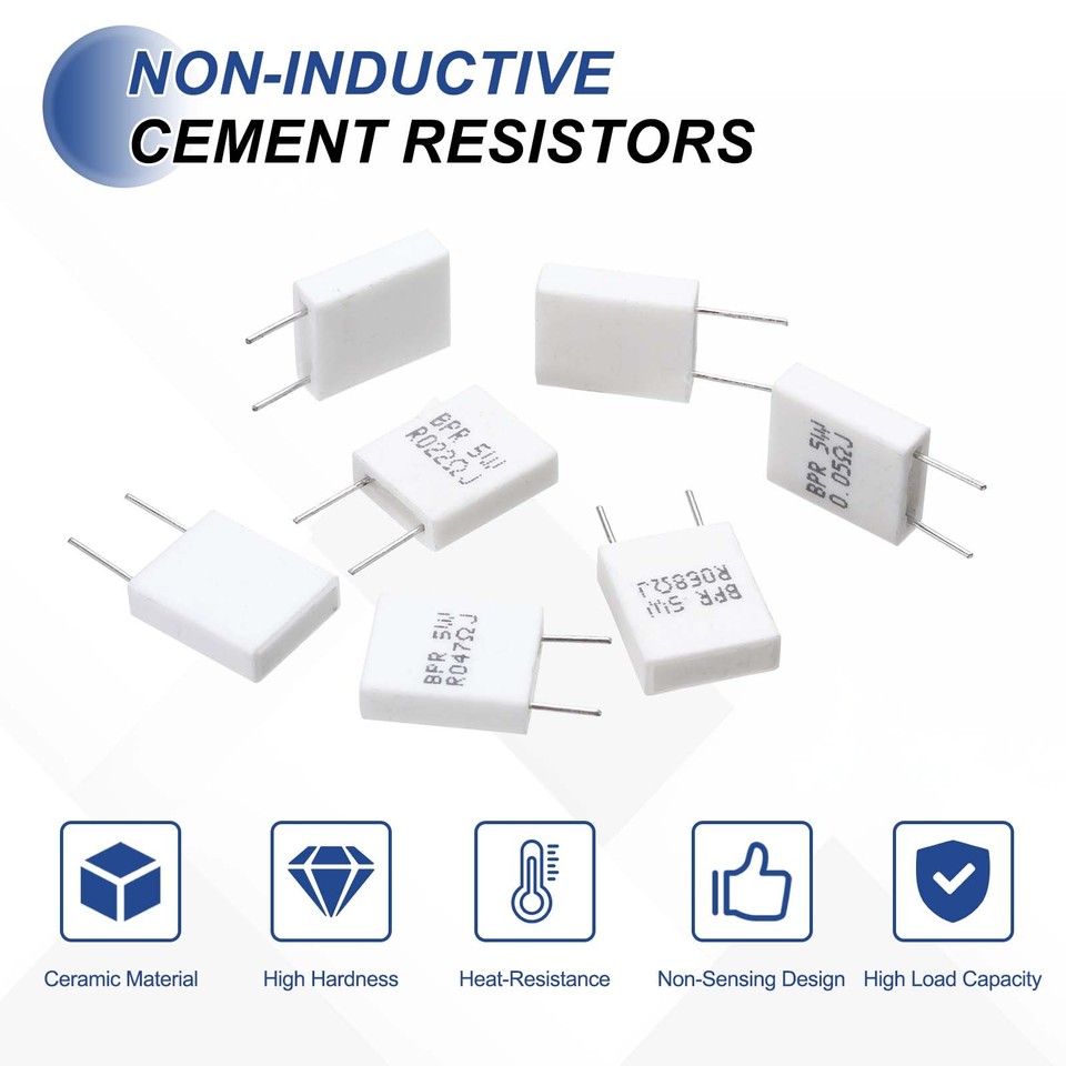 20 Pcs Ceramic Resistors, 5W 0.02 Ohm 5% Non-inductive Cement Ceramic ...