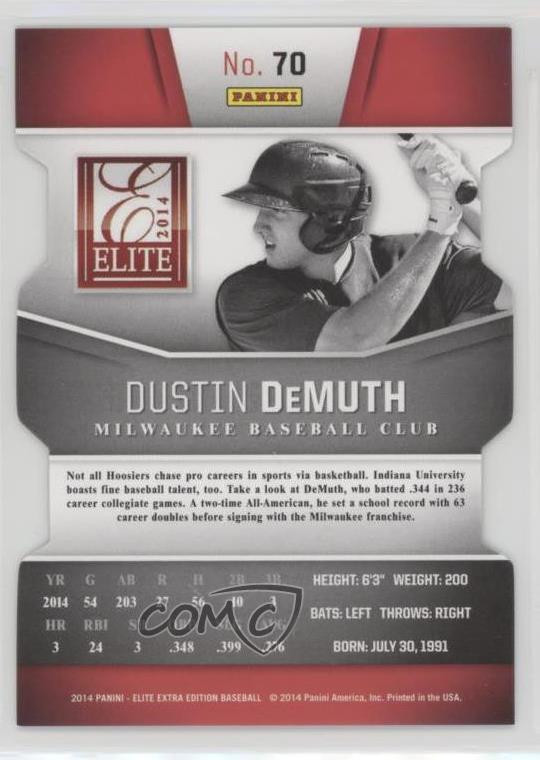 2014 Panini Elite Extra Edition Status Gold Die-Cut /5 Dustin DeMuth ...