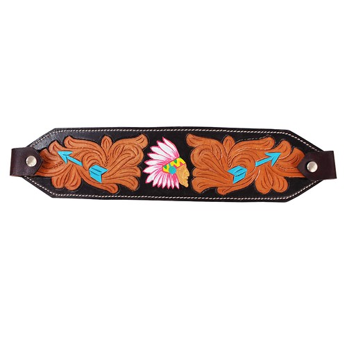 BH HILASON Western Horse Halter Noseband Genuine American Leather Tan w ...