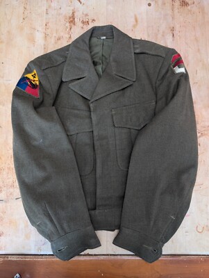 US Officer 4 Armored Division IKE Jacket Wool Green 34s 2nd Army ...