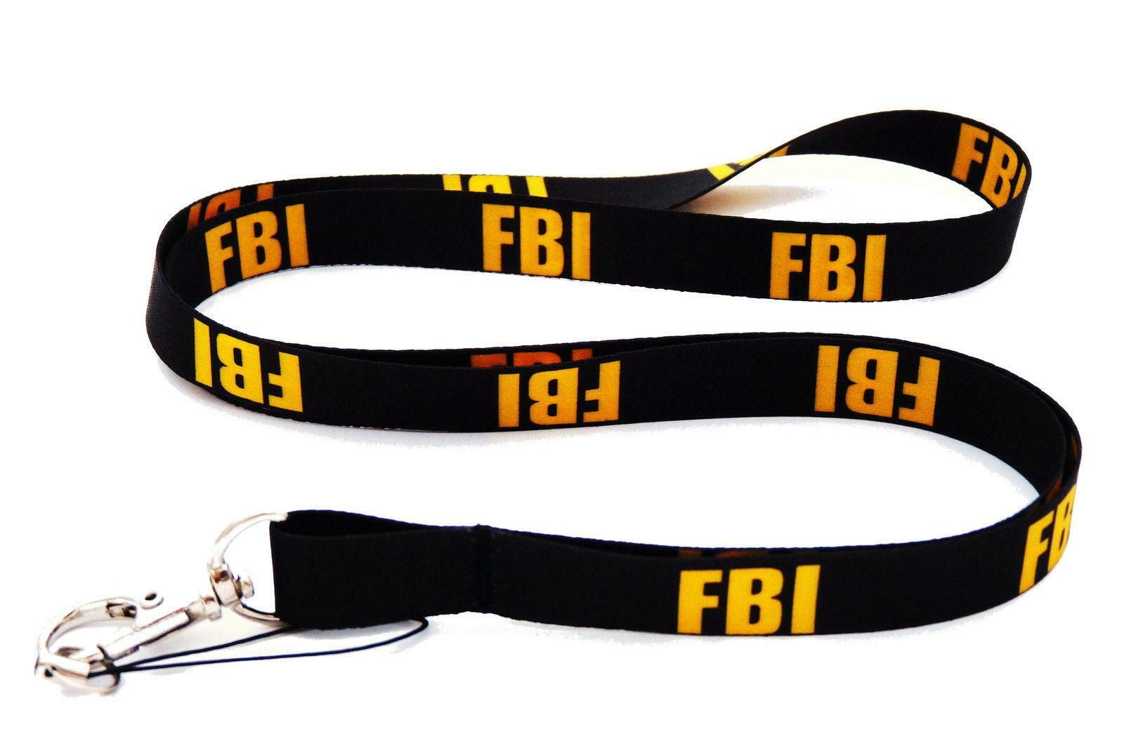 FBI LANYARD NECK STRAP + MOBILE ID KEYS IPOD MP3 HOLDER FREE UK ...