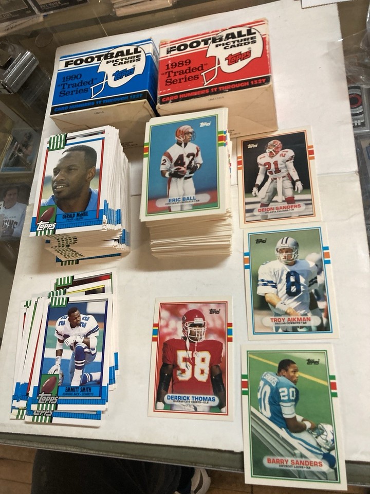 2 Boxed Topps Traded series NFL football sets 264 Cards 1989 1990 ...