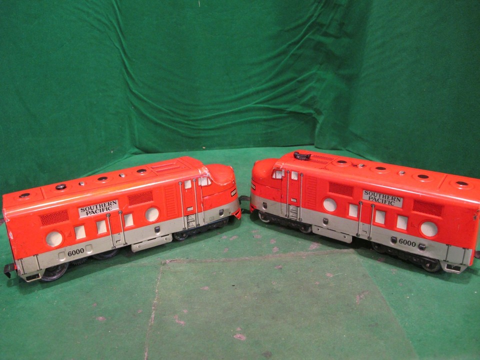 Pair Of MARX LINES Southern Pacific 6000 Tin Litho Train Engines Pre ...