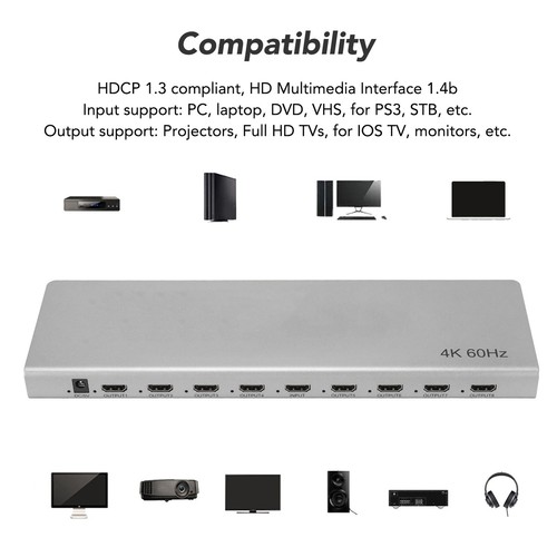 4K HD Multimedia Interface Distributor Multifunction 1 In 8 Out HD ...