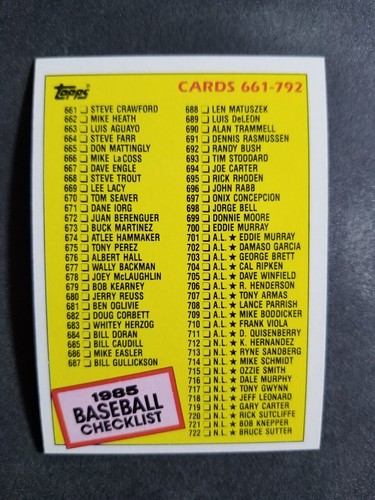 1985 Topps CHECKLIST 661 - 792 card # 784 [C13] | eBay