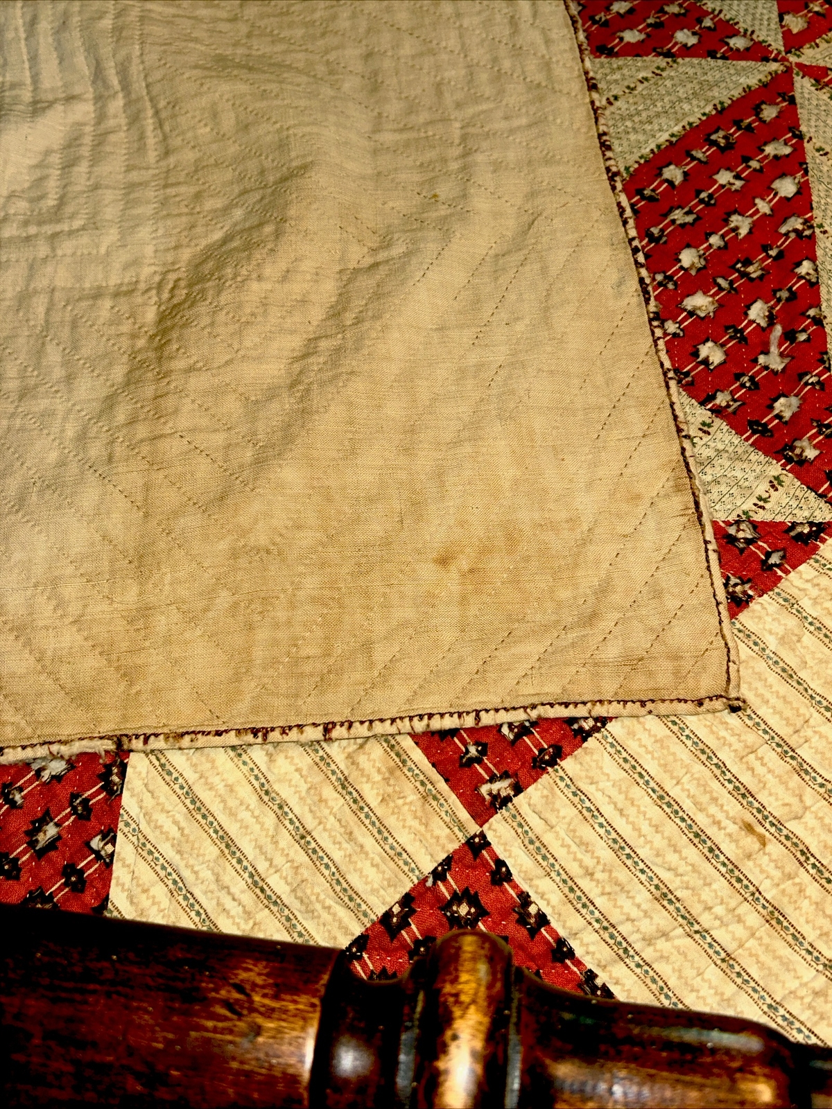 Huge Early Hand Stitched Quilted Antique 1800’s Quilt Bittersweet Earth ...