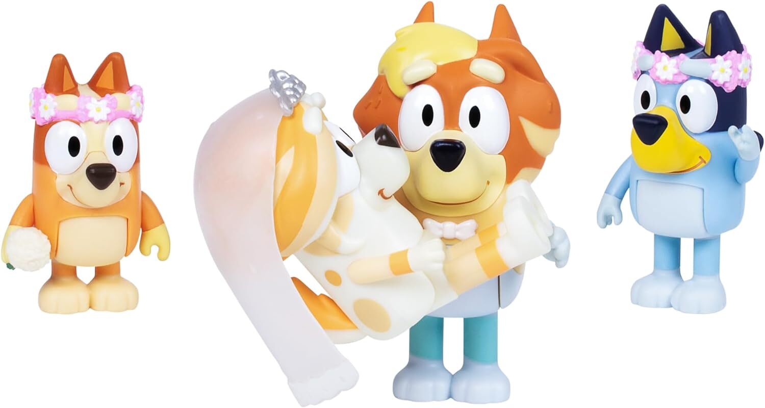 Bluey Wedding Time 4-Pack Uncle Rad Aunt Frisky Flower Girl Bingo IN ...