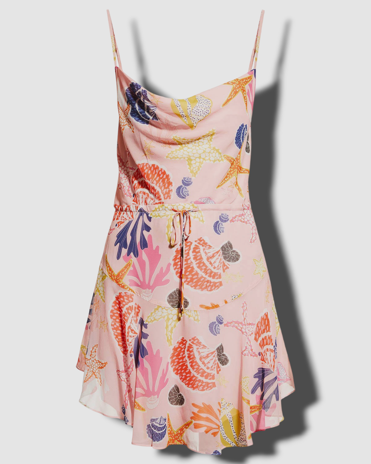 $395 Milly Women's Pink Seashell-Print Eva Cowl-Neck Mini Dress Size 2 ...