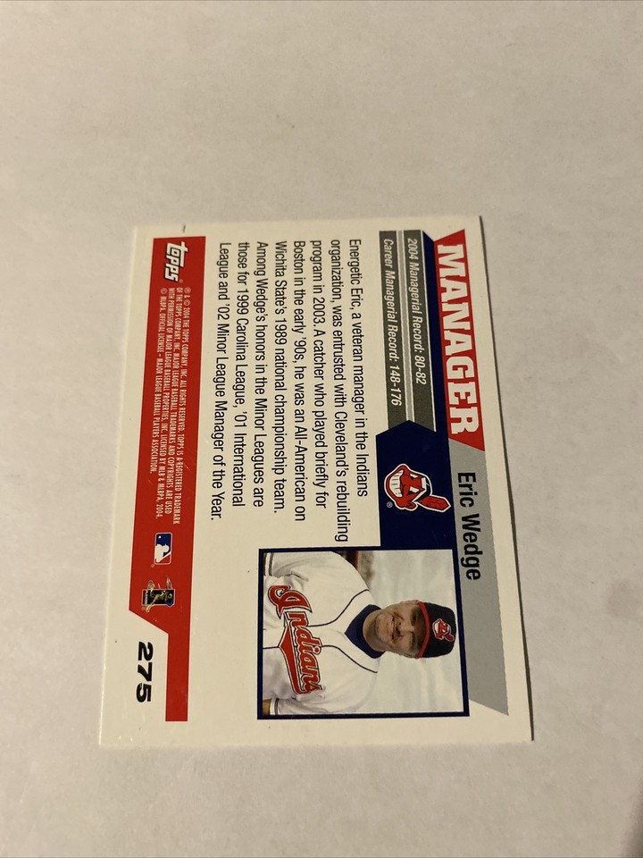 Eric Wedge autographed baseball card (Cleveland Indians) 2005 Topps ...