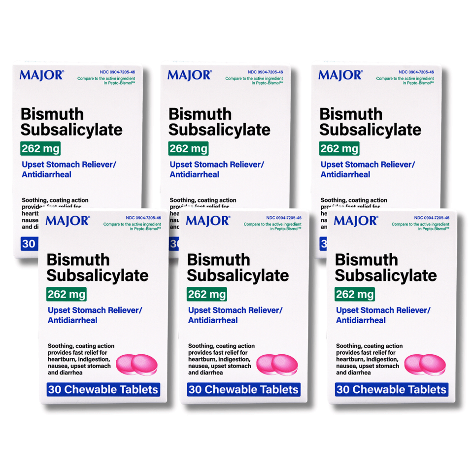 Major Bismuth Subsalicylate 262 mg - 30 Tablets | Pepto Bismol (8-2027 ...