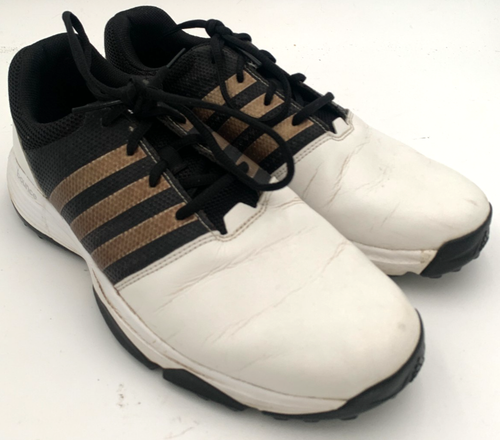 Adidas 360 Traxion Bounce Lace Up Black/White/Gold Golf Shoes Men’s ...