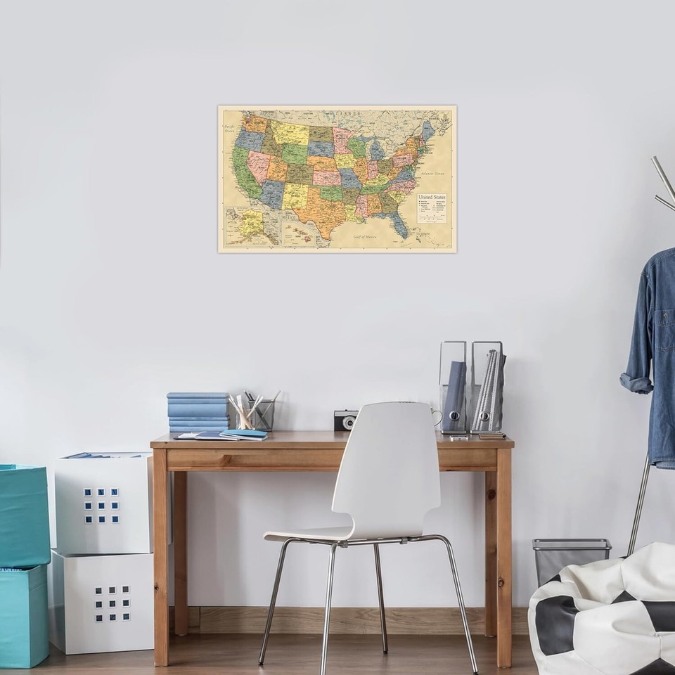 Laminated United States Map Poster - US Map Wall Chart - Made in the ...