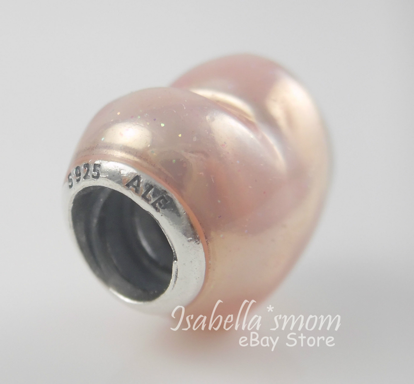 GLITTERING HEART Authentic PANDORA Silver/SOFT PINK ENAMEL Charm/Bead ...