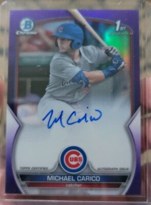 2023 Bowman Chrome Draft Michael Carico 1st Purple Refractor Auto #235/ ...