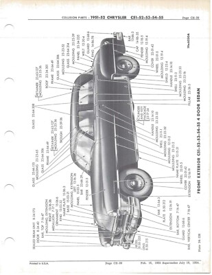 Collision part numbers for 1951 & 1952 Chrysler cars Mopar parts book ...