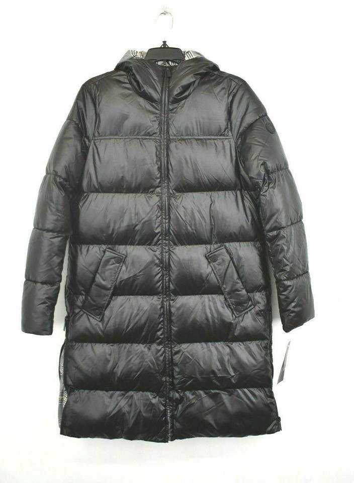 French Connection Womens Long Sleeves Front Zip Snap Hooded Puffer Coat ...