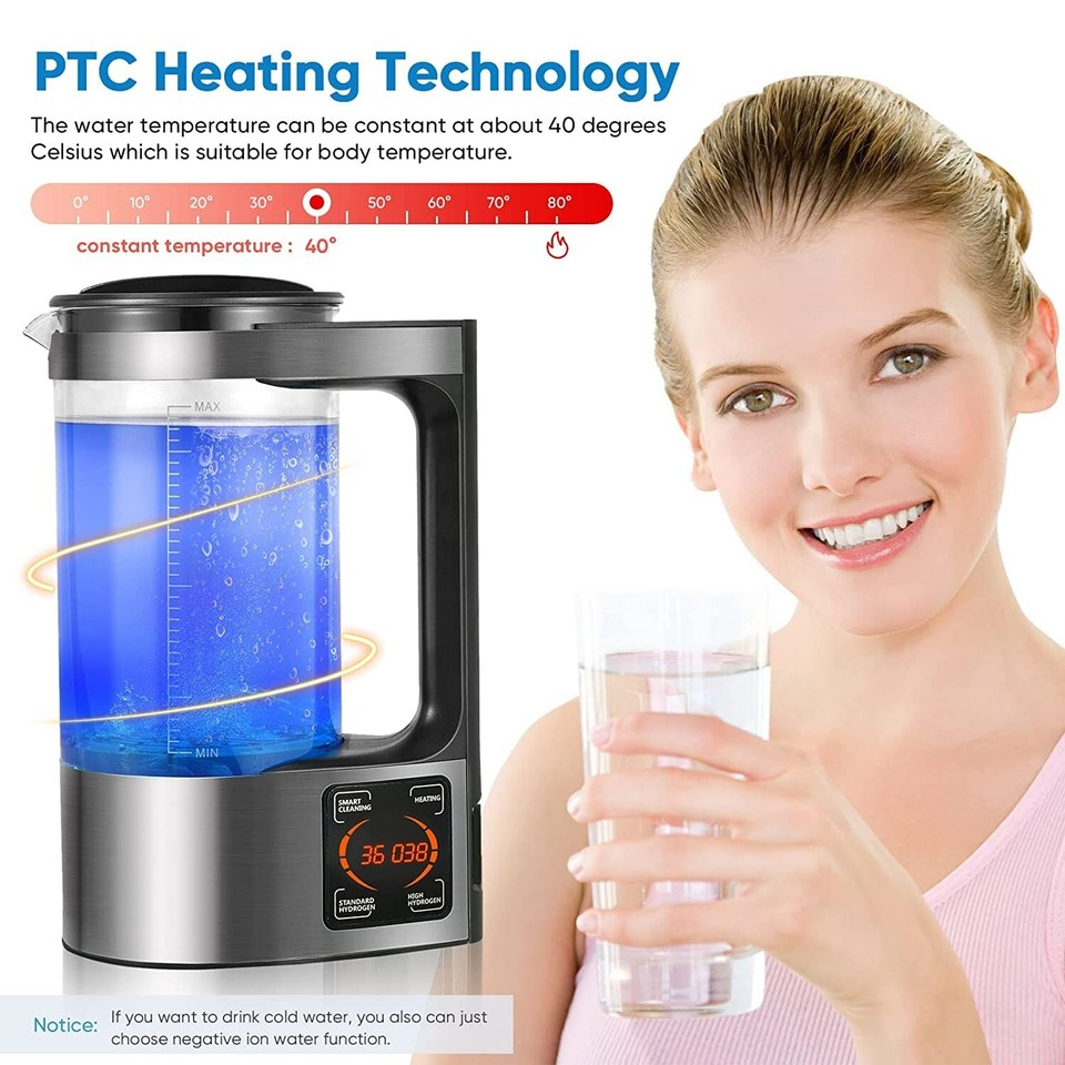 2L Hydrogen Large Capacity Water Purifier Rich Water Kettle LED Touch ...