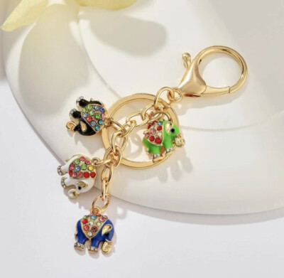 Beautiful Multicolored Sparkly Elephants Keychain New | eBay