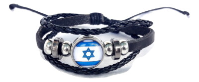 New Bracelet Leather israel Judaica Surfer Israeli flag Wristband W ...