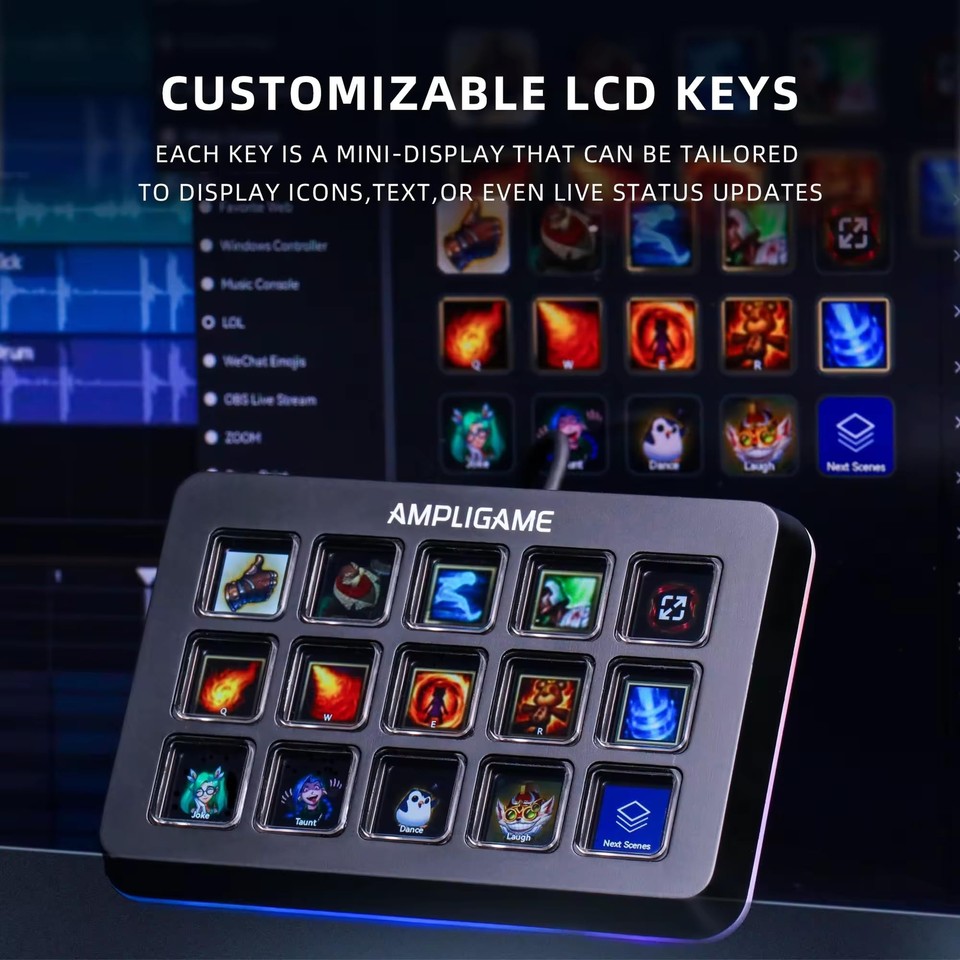 Fifine AmpliGame Stream Controller with 15 Macro Keys, Streaming Deck ...