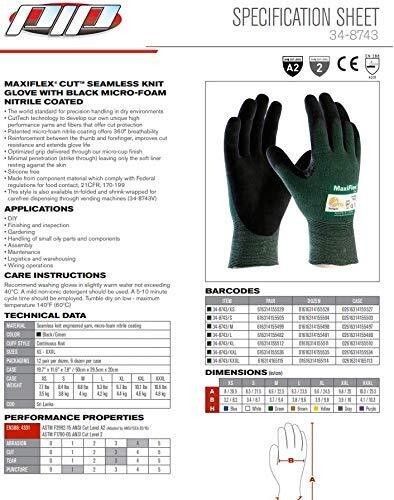 MaxiFlex 34-8743 Micro Foam Nitrile Coated ANSI A2 Cut Resistant Work ...