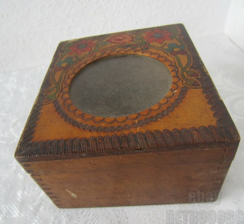 ANTIQUE PRIMITIVE HAND PAINTED WOODEN WALL HANGING alarm CLOCK BOX, old ...