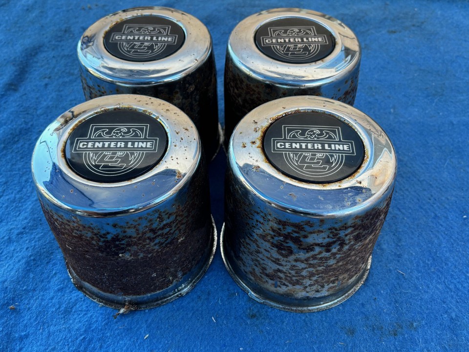(4) CENTERLINE ALUMINUM CENTER CAPS PRO WHEELS VINTAGE RIM 4X4 OFF ROAD ...