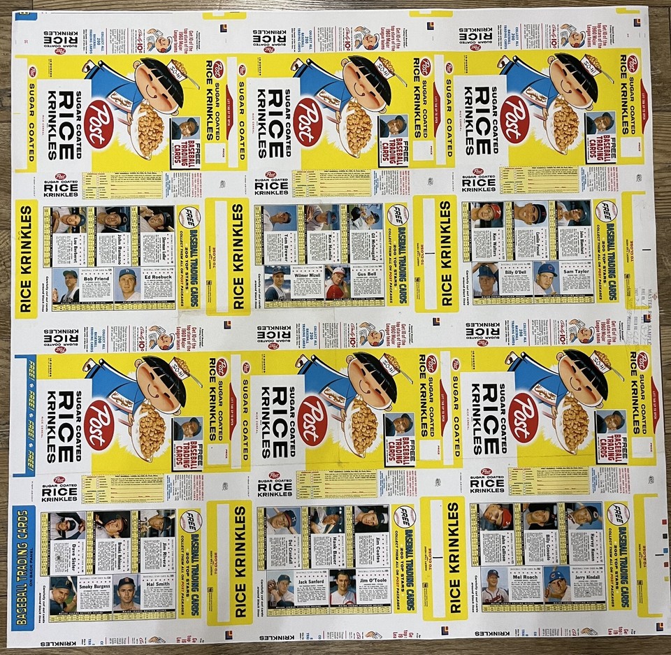 1961 Post cereal baseball reproduction press sheet of all 6 Rice ...