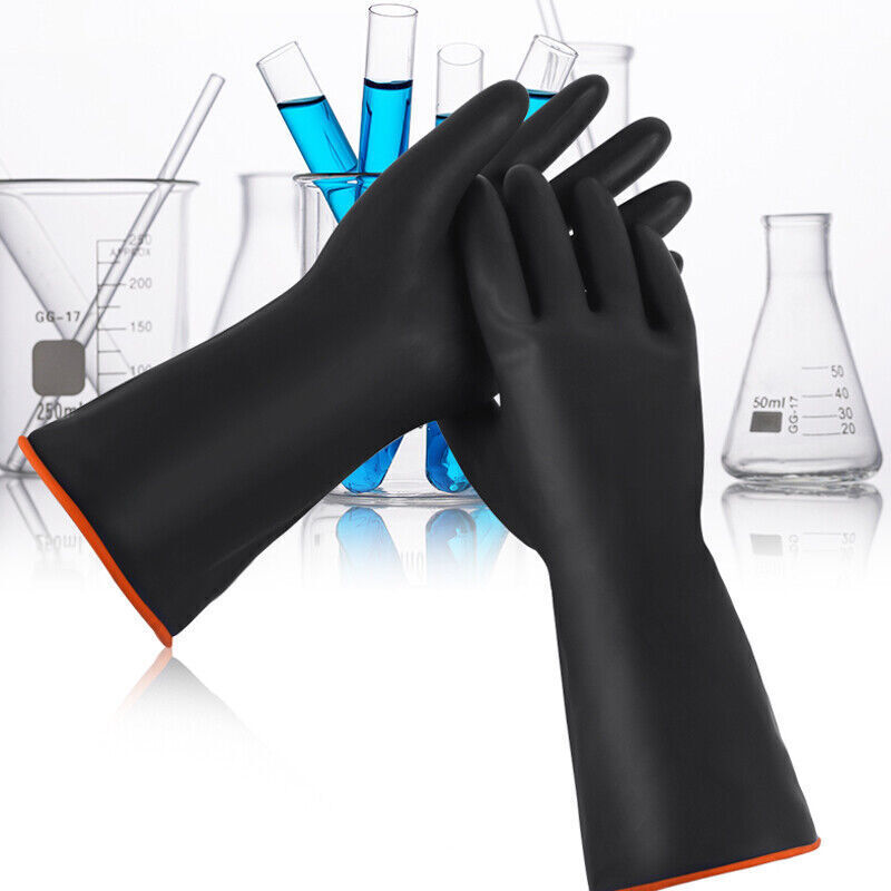Pair of 45/55cm PPE Latex Gauntlets Long Gloves Rubber Anti Chemical ...