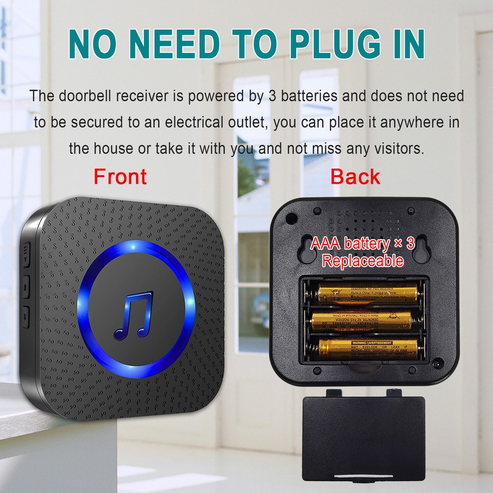 DC Battery Operated Door Bells,Wireless Doorbell for Home,2 call ...