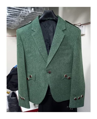 Green Argyle Kilt Jacket With Vest Scottish Argyll 100% Wool Jacket For ...