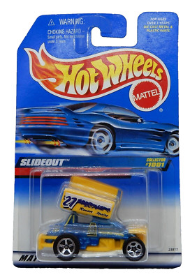 Hot Wheels Slideout 1999 Neon Yellow Roman Racing #27 Diecast Car #1001 ...