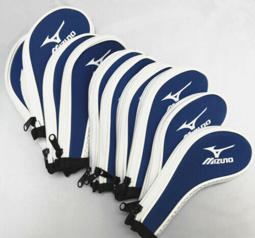 Quality Embroidered White/Blue 11Pc Mizuno Golf Club Iron Head Covers ...