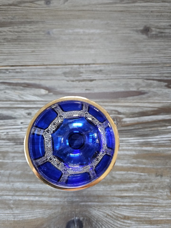 Antique Moser Franz Heide Blue Cabochon Wine Glass 1920's | eBay