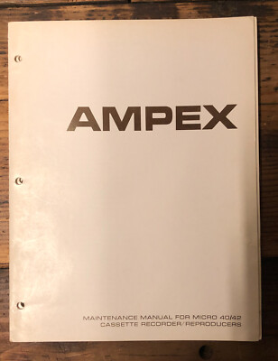 Ampex Micro 40 Micro 42 Cassette Service Manual *Original* | eBay