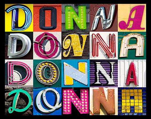 DONNA Name Poster featuring photos of actual sign letters | eBay