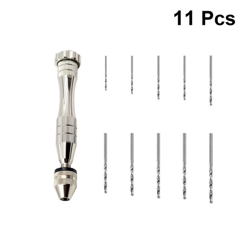 11 Pcs/1 Hand Twist Drill Tool Set Walnut Crafting Wire Gauge Bit Vise ...