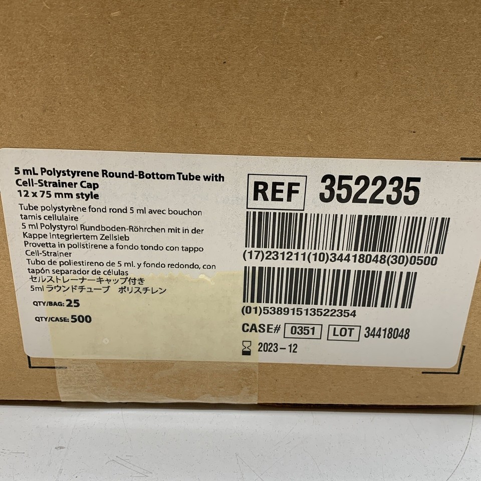 (25-Pack) Falcon 352235 Round-Bottom Tube 5mL w/Cell-Strainer Cap ...