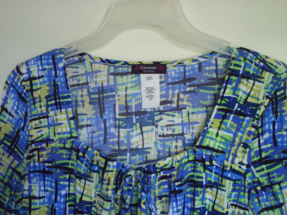 Ladies COCOMO Brand Multi Color Stretch 3/4 Sleeve Top Shirt Size PS | eBay