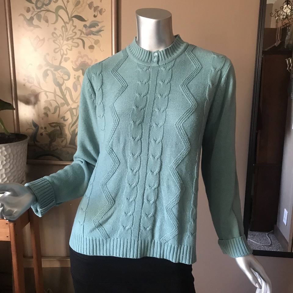 Vintage Salon Studio Women’s Small Medium Teal Blue Mock Neck Sweater ...