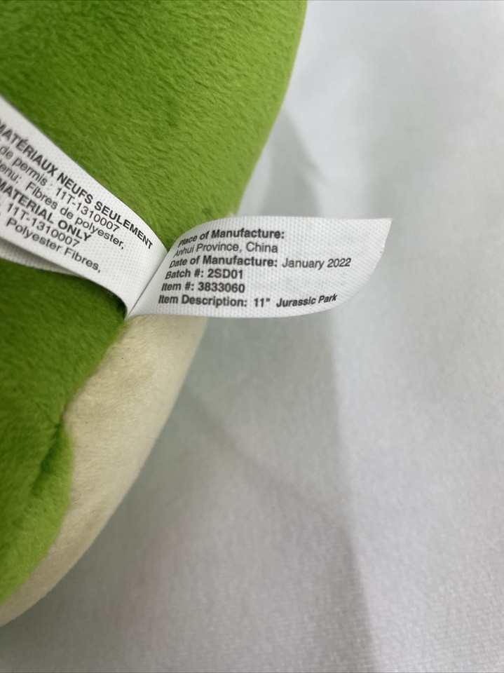 11” Jurrasic Park Raptor Plush Green Toy Factory Chonky Dinosaur Round ...